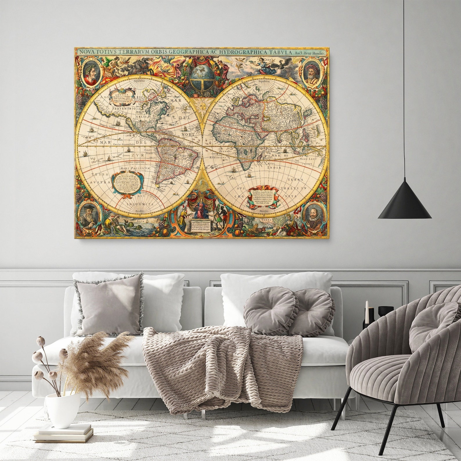 Antique World Map Canvas, Old World Map Canvas, Map Poster Print, New ...