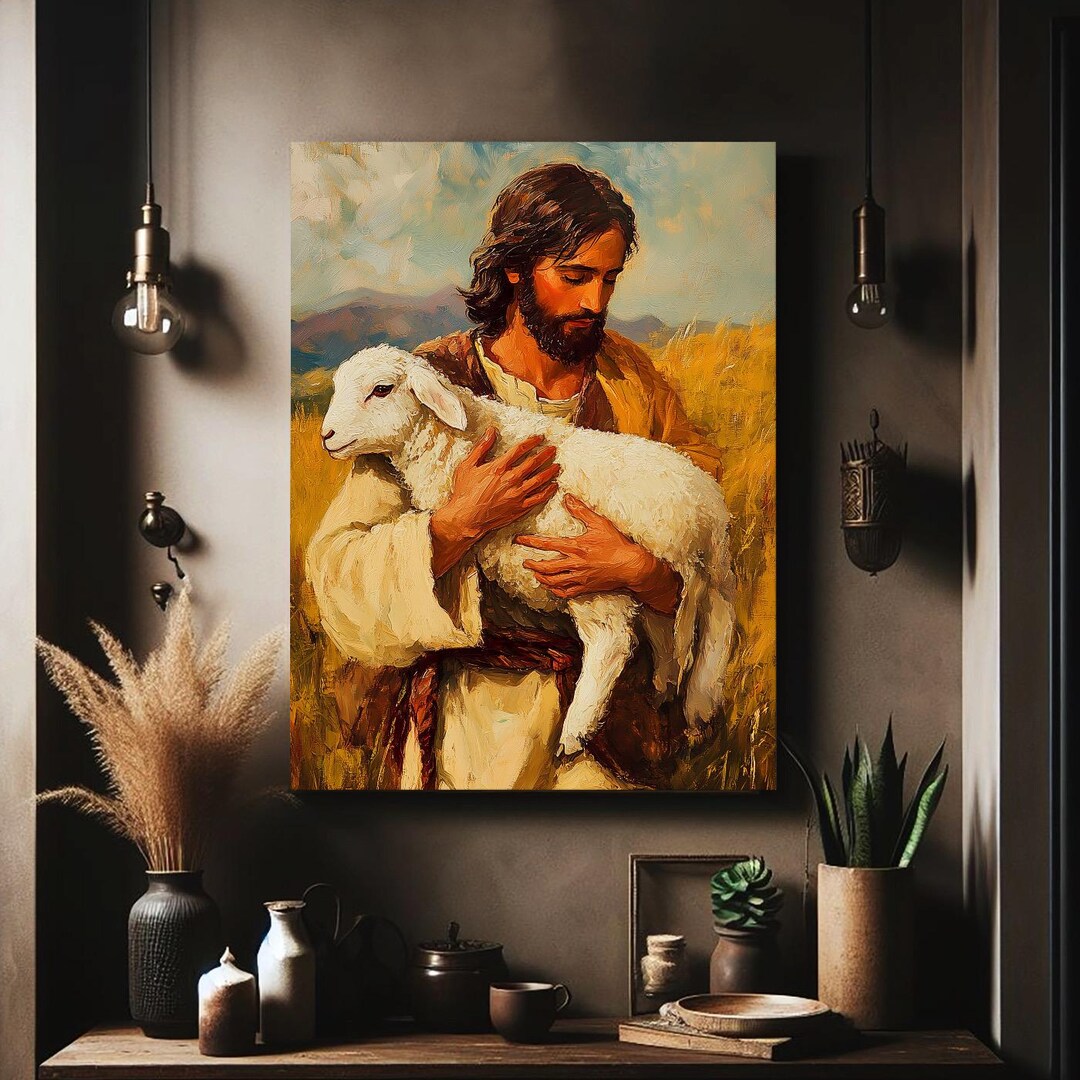 Jesus Holding Missing Lamb Canvas Print, Jesus Custom Art Print ...