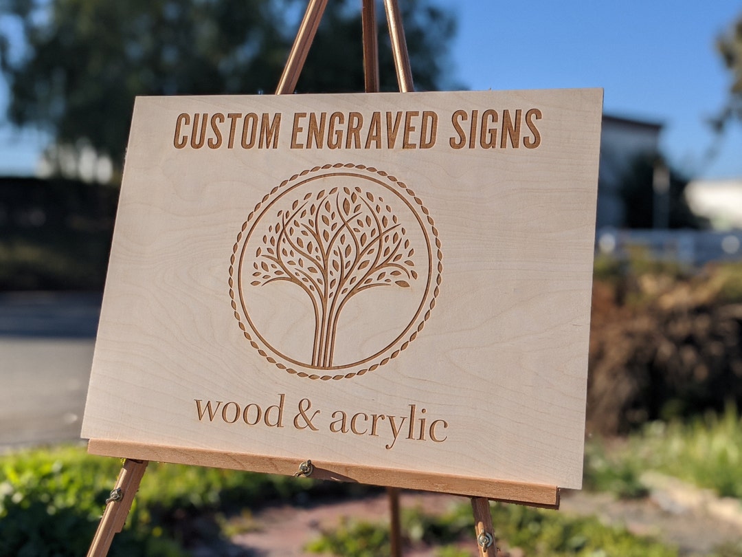 Engraved Logo on Wood or Acrylic - Custom Business Logo or Design ...