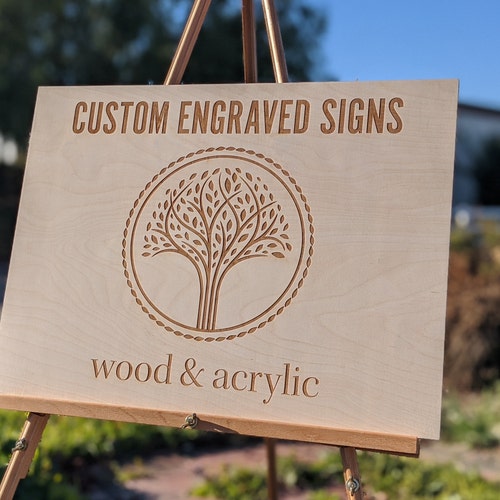 Engraved Logo on Wood or Acrylic Custom Business Logo or - Etsy