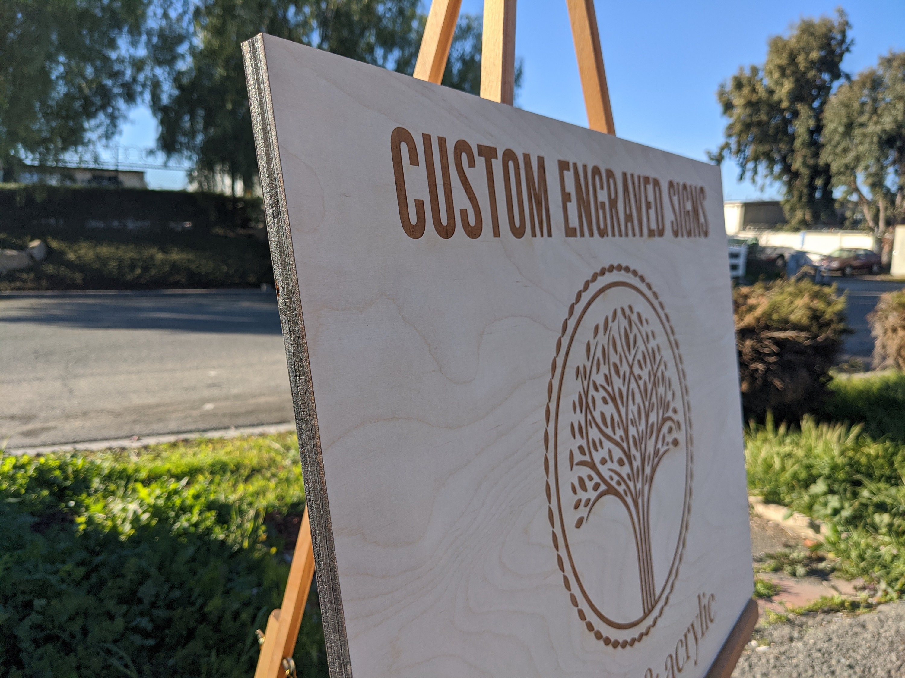 Engraved Logo on Wood or Acrylic - Custom Business Logo or Design ...