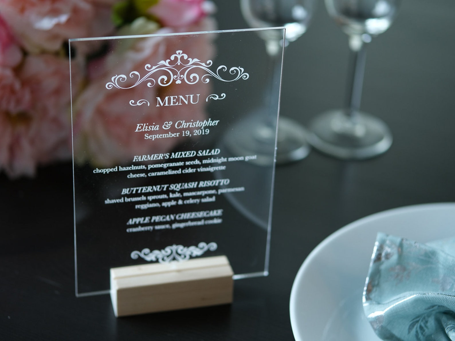 Acrylic Dinner Menu set of 10 Choose Your Fonts Wedding | Etsy