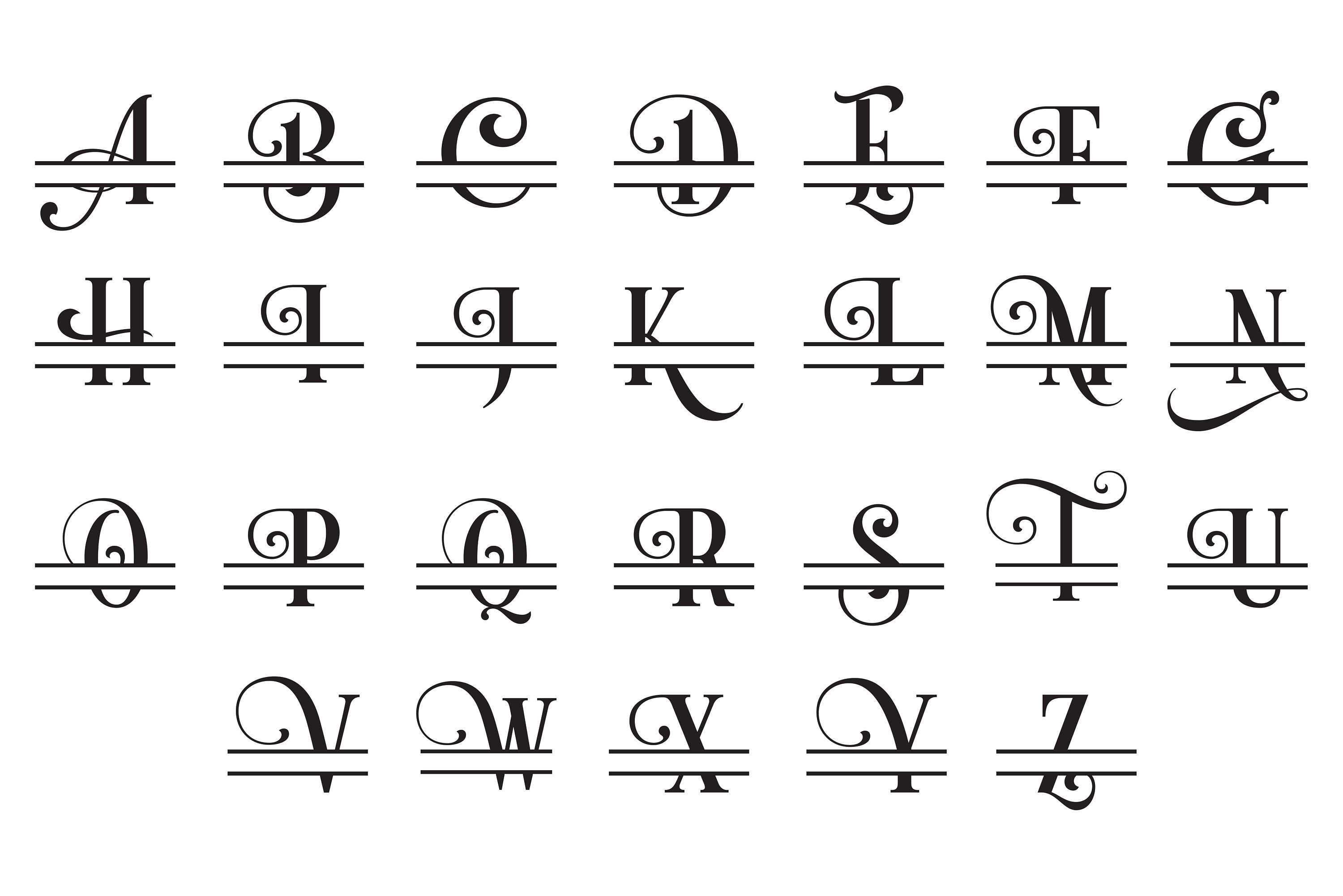 Split Name Monogram Personalized Family Name Sign Initial | Etsy