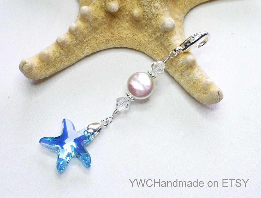 Wedding Bouquet Charm Something Blue Blue Crystal Starfish - Etsy