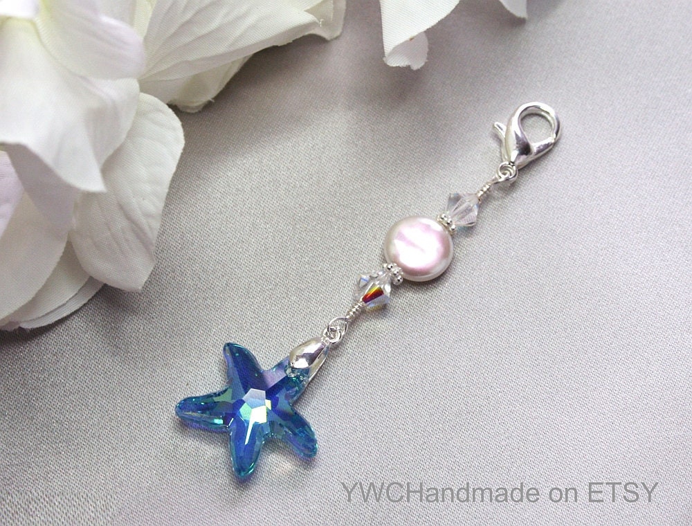 Wedding Bouquet Charm Something Blue Blue Crystal Starfish - Etsy