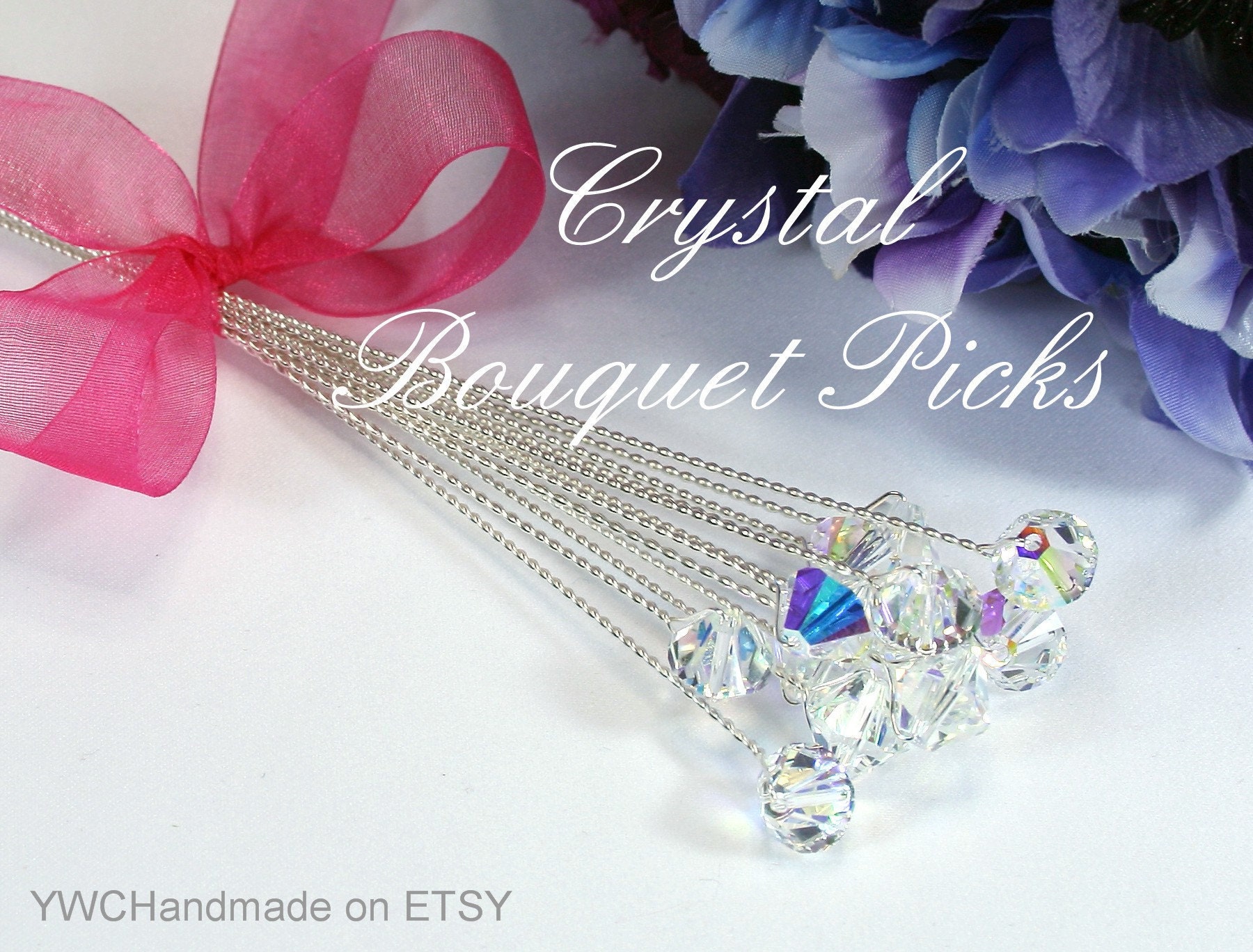 Crystal Wedding Bouquet Picks Pack of 10 Clear Crystals - Etsy UK