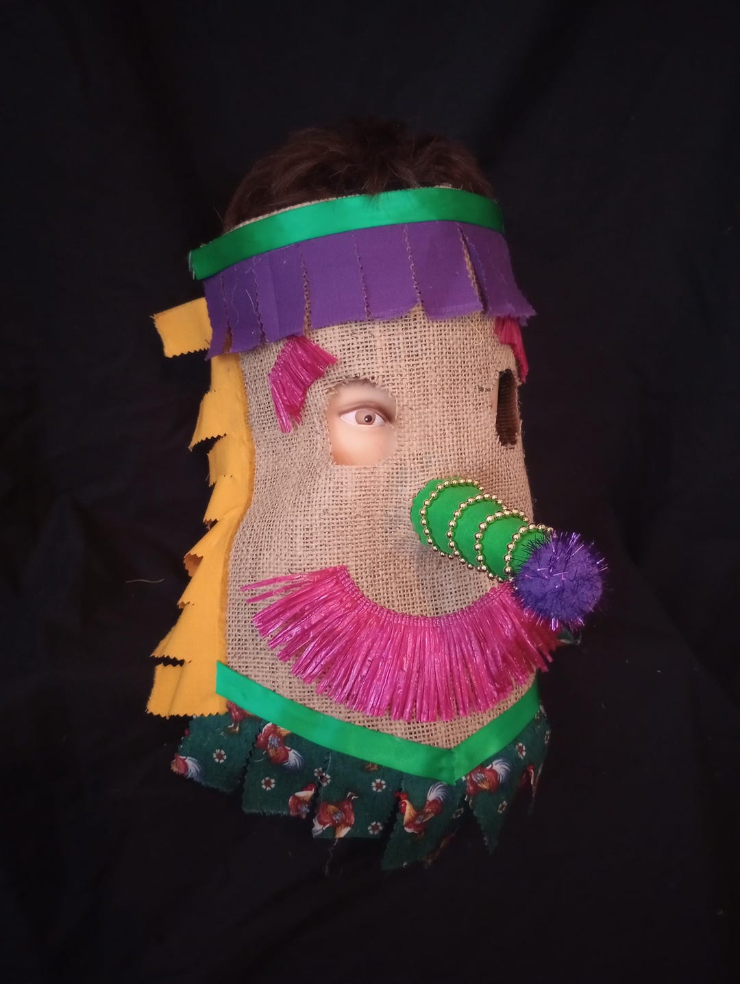 Cajun Mardi Gras Fringe Mask Masquerade Masks Carnival Masks Chicken ...
