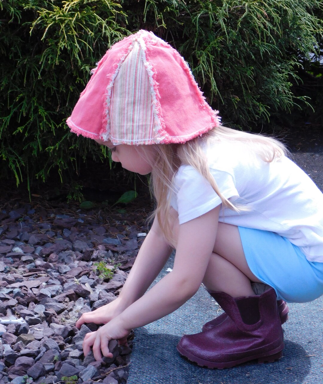Child's Pink Denim Rag Hat, Kids Sun Hat, Shabby Chic Hat - Etsy
