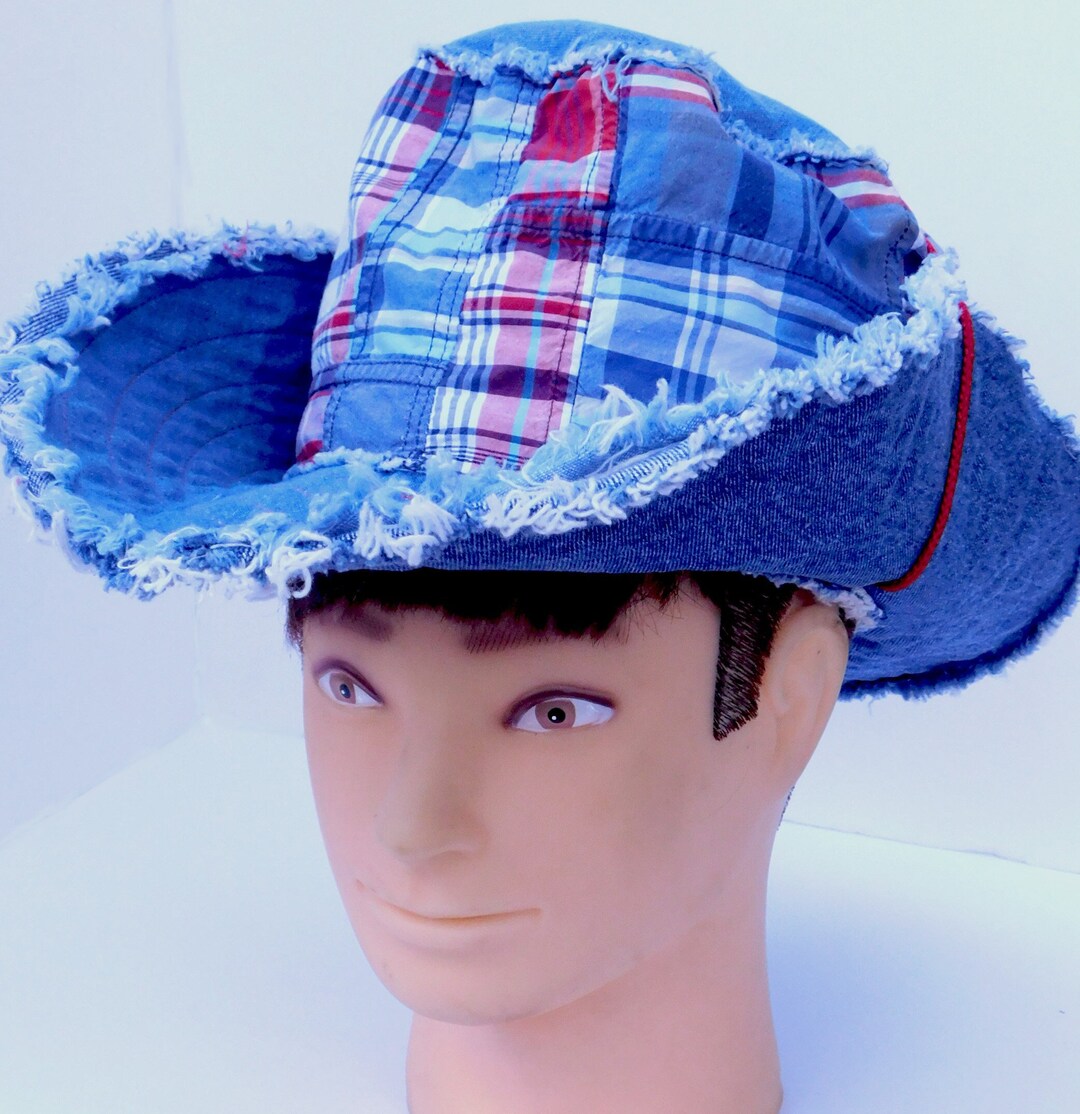Patriotic Floppy Brim Rag Hat, Red White and Blue Hat, Denim Rag Hat - Etsy