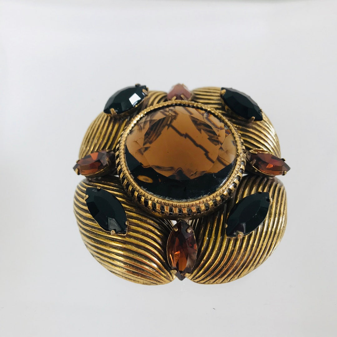 Vintage Topaz Brooch With Stones, Gold Tone, Original by Robert - Etsy