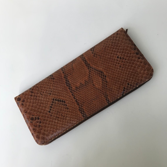 Vintage 1960s Anaconda Snakeskin Wallet Tie Case Clut… - Gem