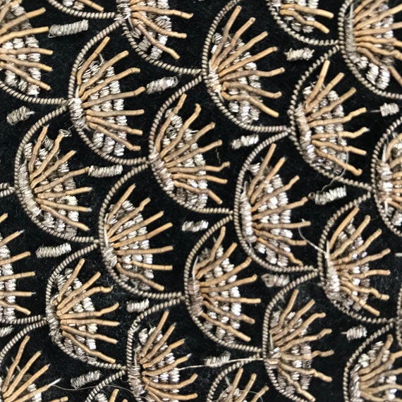 Embroidered Gold Bullion Velvet Bag - Gem