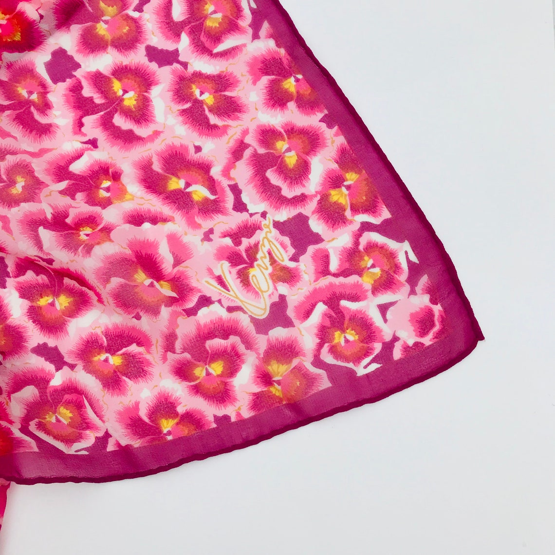 Kenzo Scarf, Pansies, Floral Scarf, Vintage 1990s, Couture Scarf ...