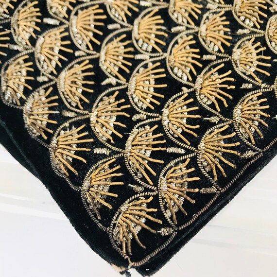 Embroidered Gold Bullion Velvet Bag - Gem