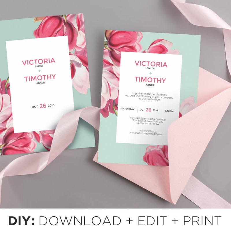 Mint Invitation - Etsy