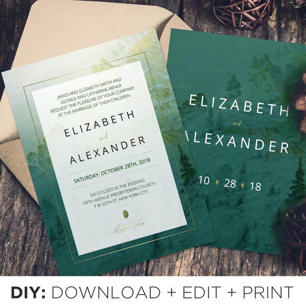 Green Forest Wedding Invitations - Etsy