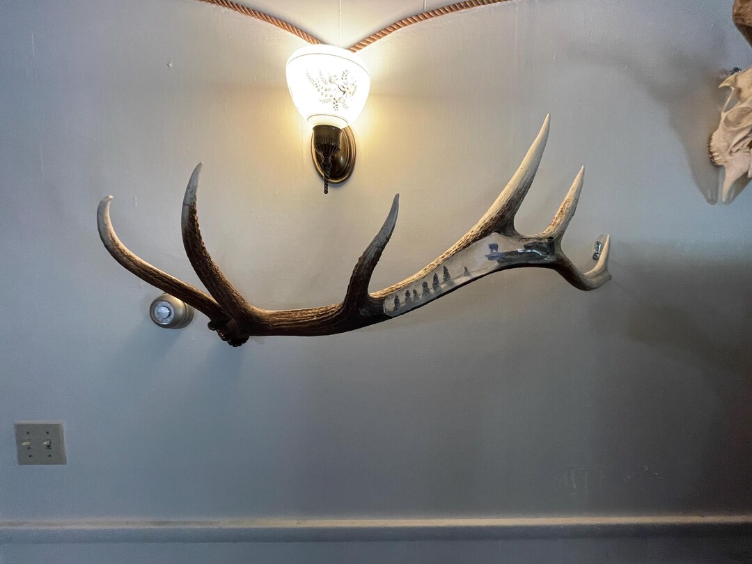Elk Antler With Epoxy Resin Winter Mountain Goat Scene - Etsy