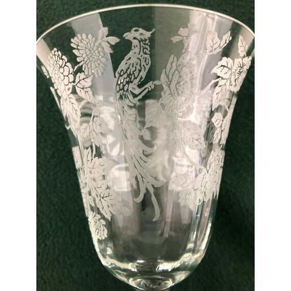 Morgantown Cathay Crystal Etched Floral Bird Peacock 5 - Etsy