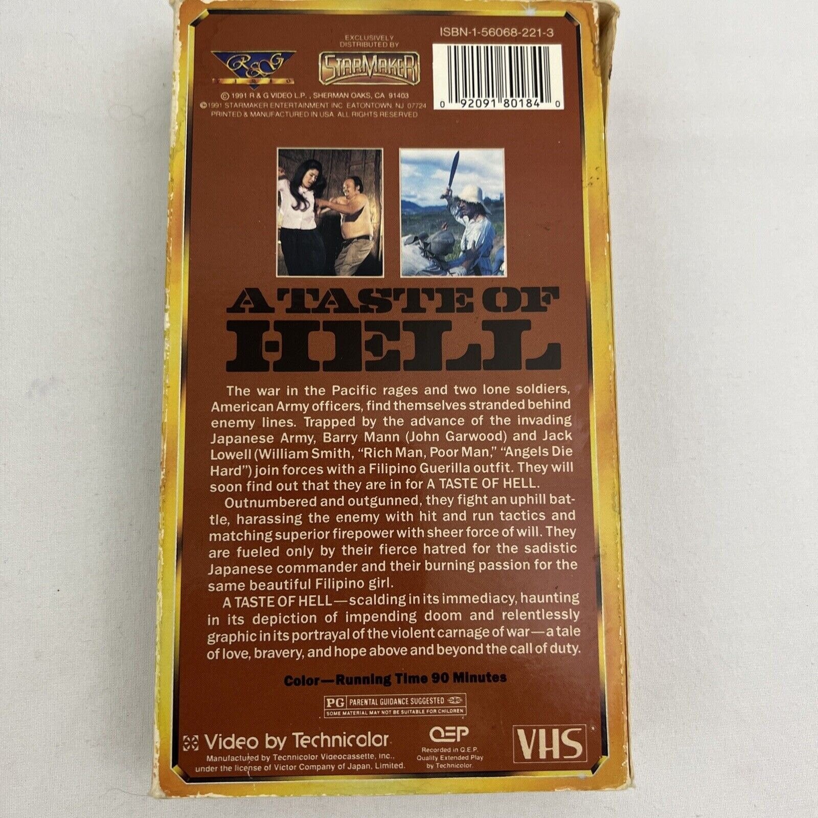 A Taste of Hell VHS, 1991 William Smith Vic Diaz Lisa Lorena John ...