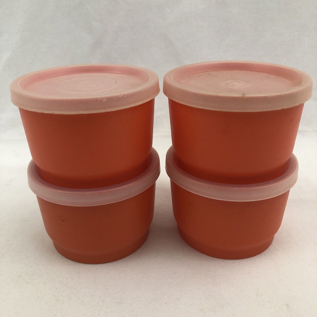 VTG Lot MCM Tupperware Orange Lunch Box Snack Cup Containers 1229 With ...