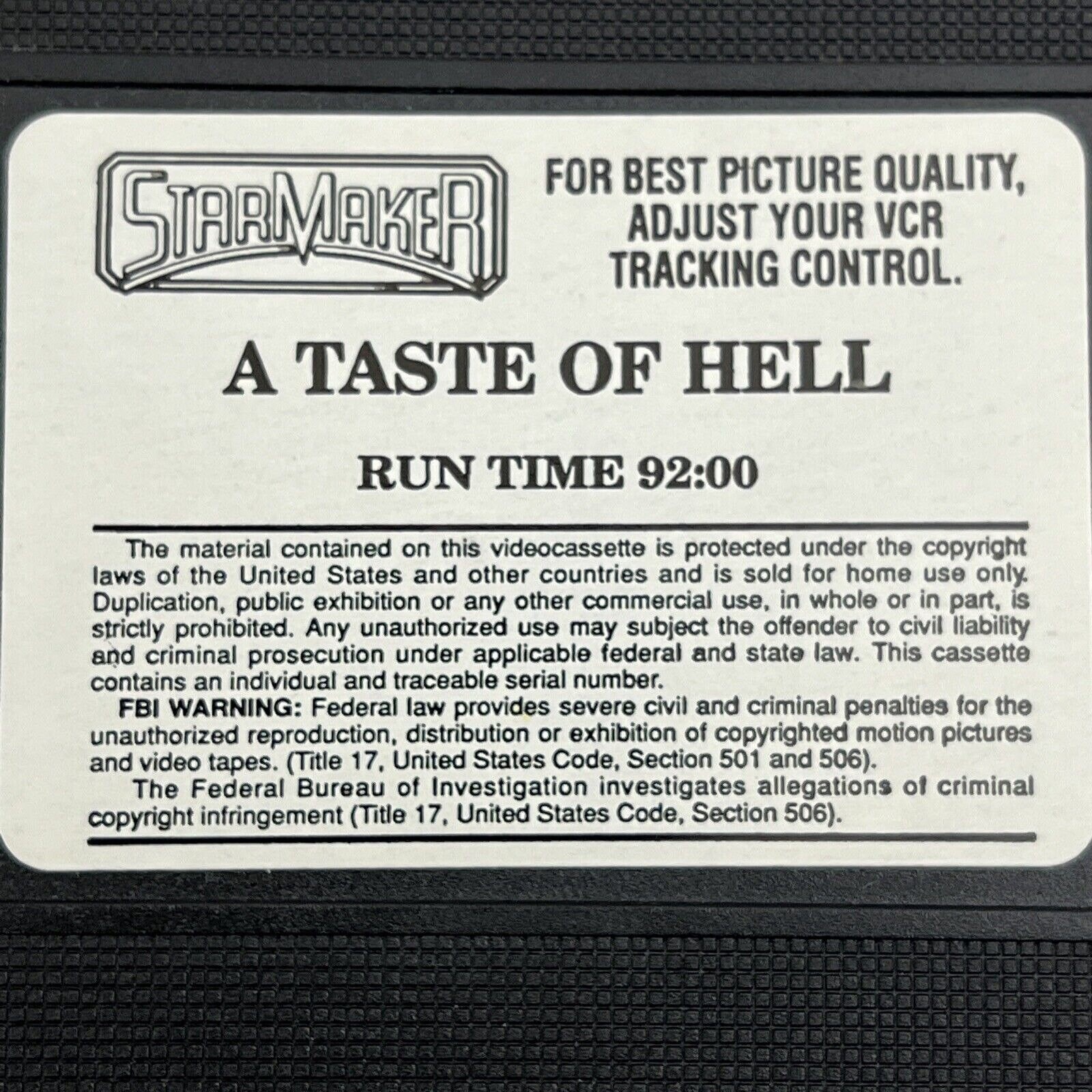 A Taste of Hell VHS 1991 William Smith Vic Diaz Lisa Lorena - Etsy