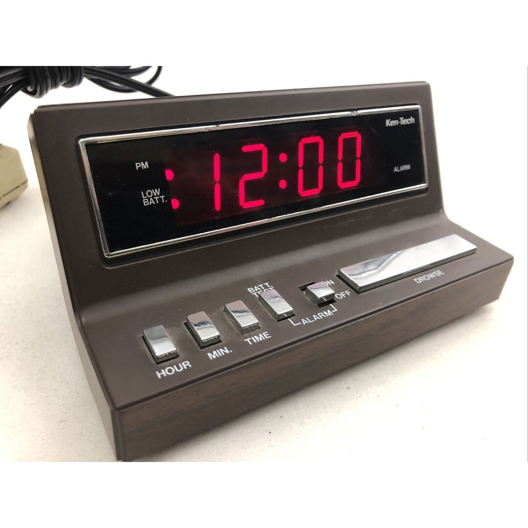 Ken-tech MD-T-3100 Brown Red Numbers Digital Alarm Clock Alarm Does Not ...