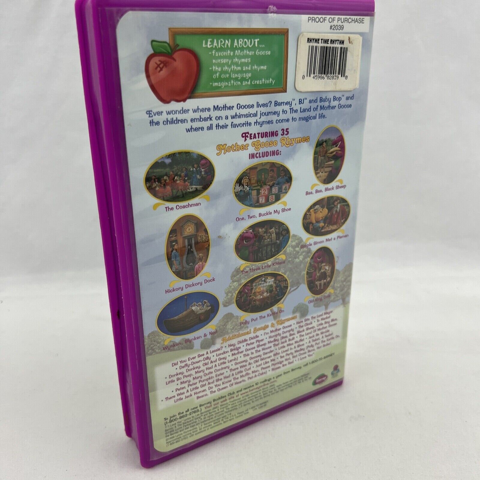 Barneys Rhyme Time Rhythm Vhs White Tape Sing A Long Mother 35 Goose