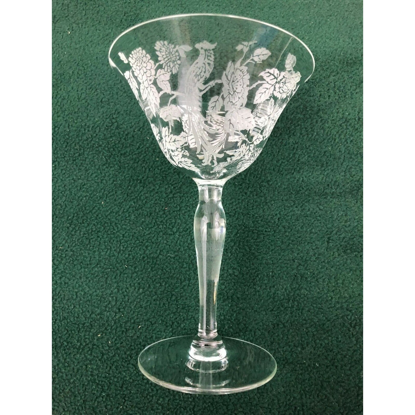 Morgantown Cathay Crystal Etched Floral Bird Peacock 5 - Etsy