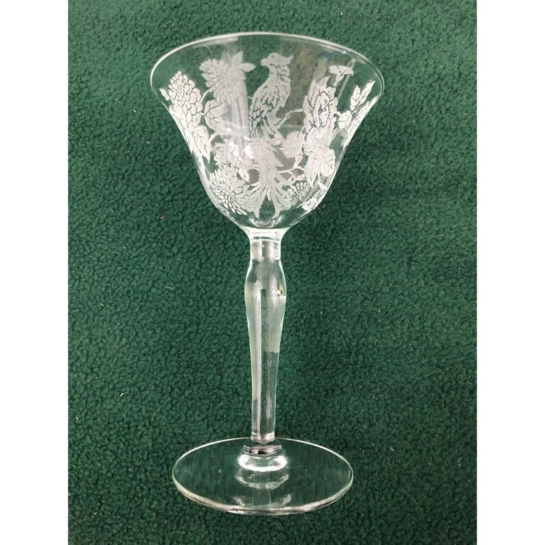 Morgantown Cathay Crystal Etched Floral Bird Peacock 5 - Etsy