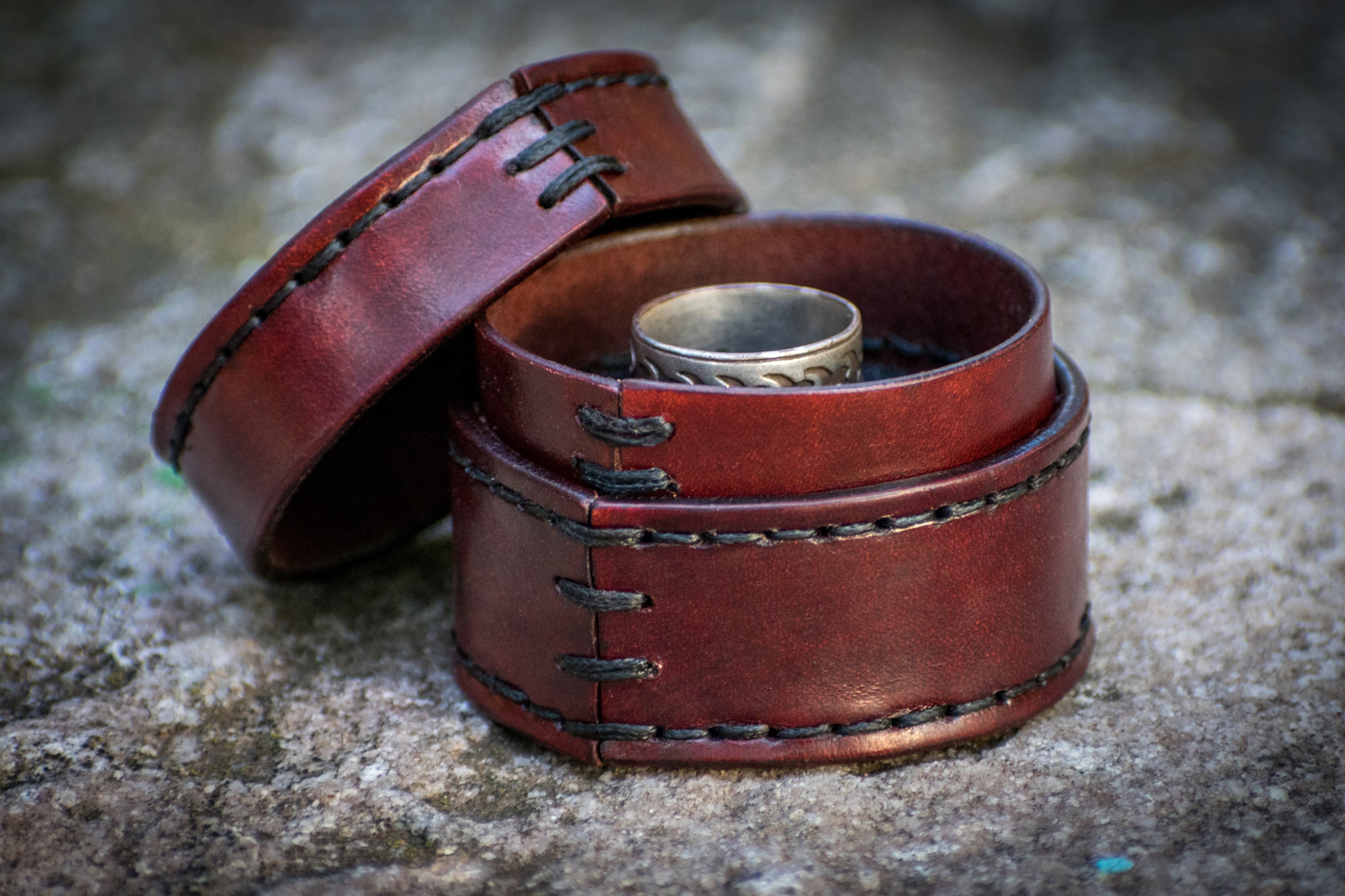 Round Leather Ring Gift Box Jewelry Box Case Jewelry Box - Etsy