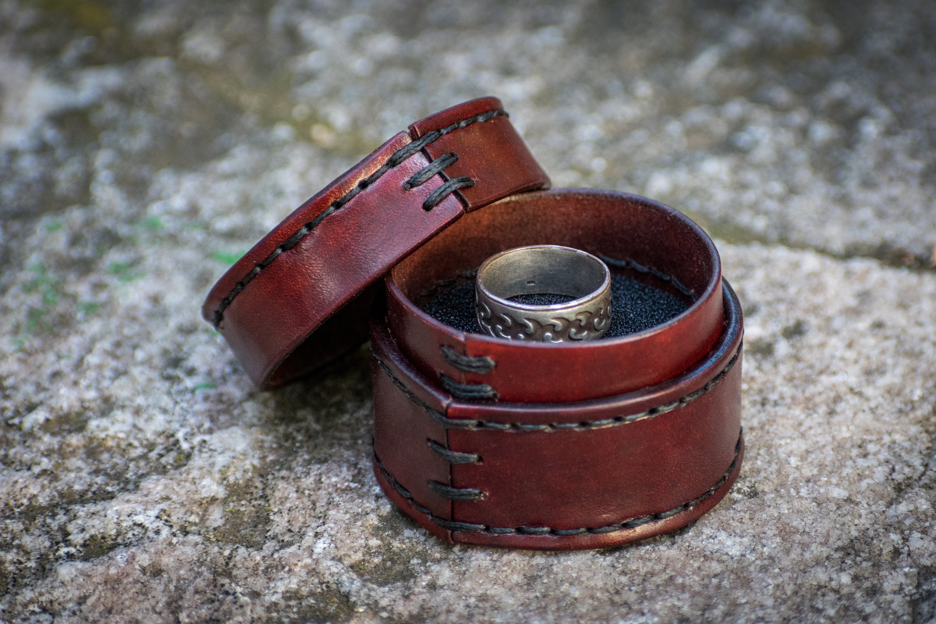 Round Leather Ring Gift Box Jewelry Box Case Jewelry Box - Etsy
