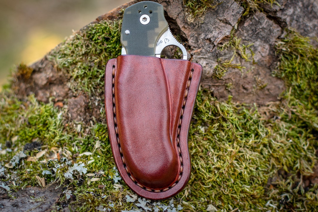 Custom Leather Sheath Made to Fit Spyderco Para 3, Friction Sheath With ...