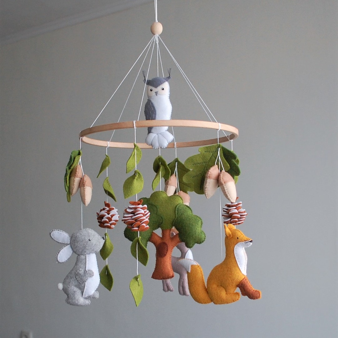 Woodland Baby Mobile: Felt Forest Animals, Nature Nursery Decor, Mom to ...
