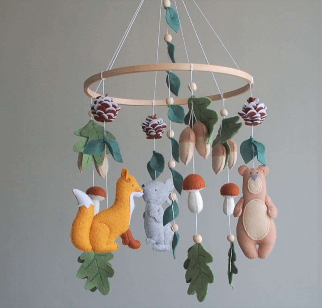 Felt Woodland Animals Baby Mobile: Bear, Fox, Bunny Nursery Decor - Etsy