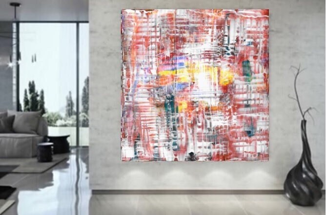 Colorful Red Rose Abstract Painting Thick Texture Vivid - Etsy