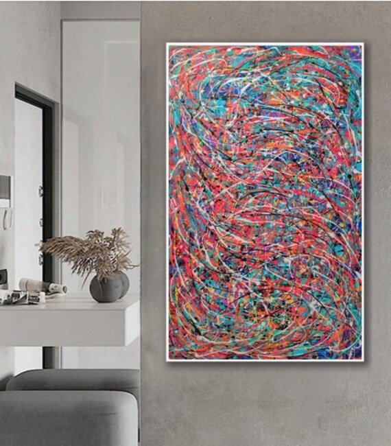 purchase store Large Wall Art Jackson Pollock Style, Textured, Xl Abstract Painting On Canvas ...