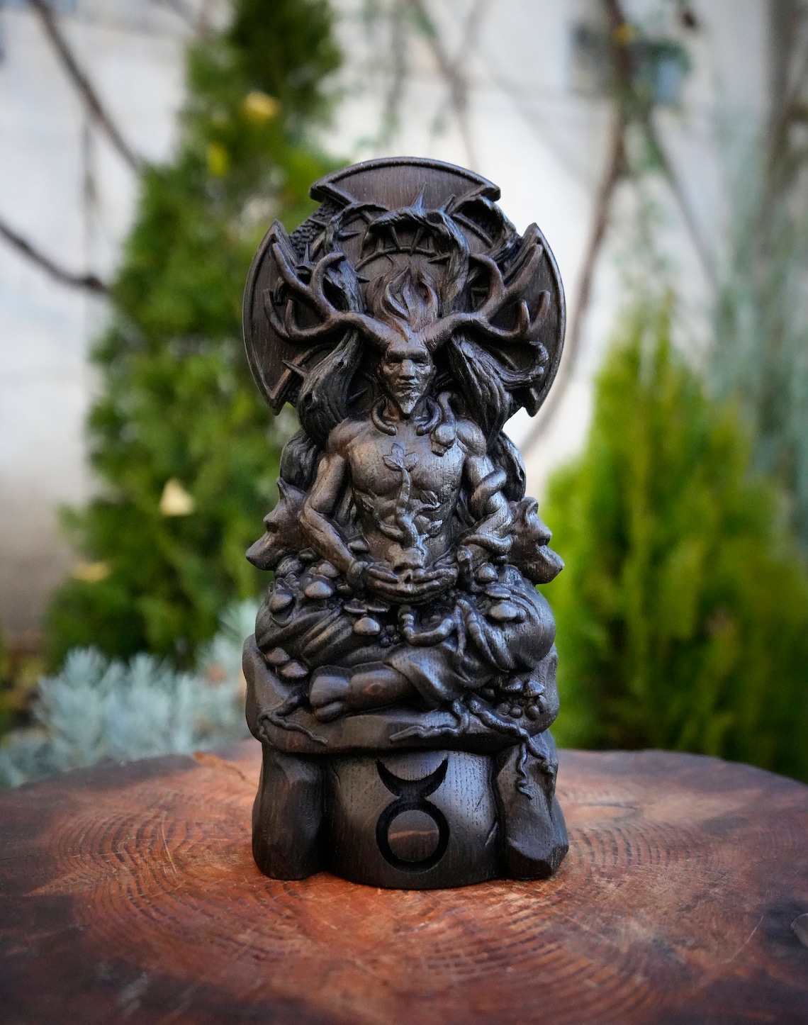 Cernunnos Cernun Wood Horned God Celtic God Altar Statue - Etsy