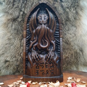 Cthulhu Altar Statue: Lovecraftian Ash Wood Carving - Etsy