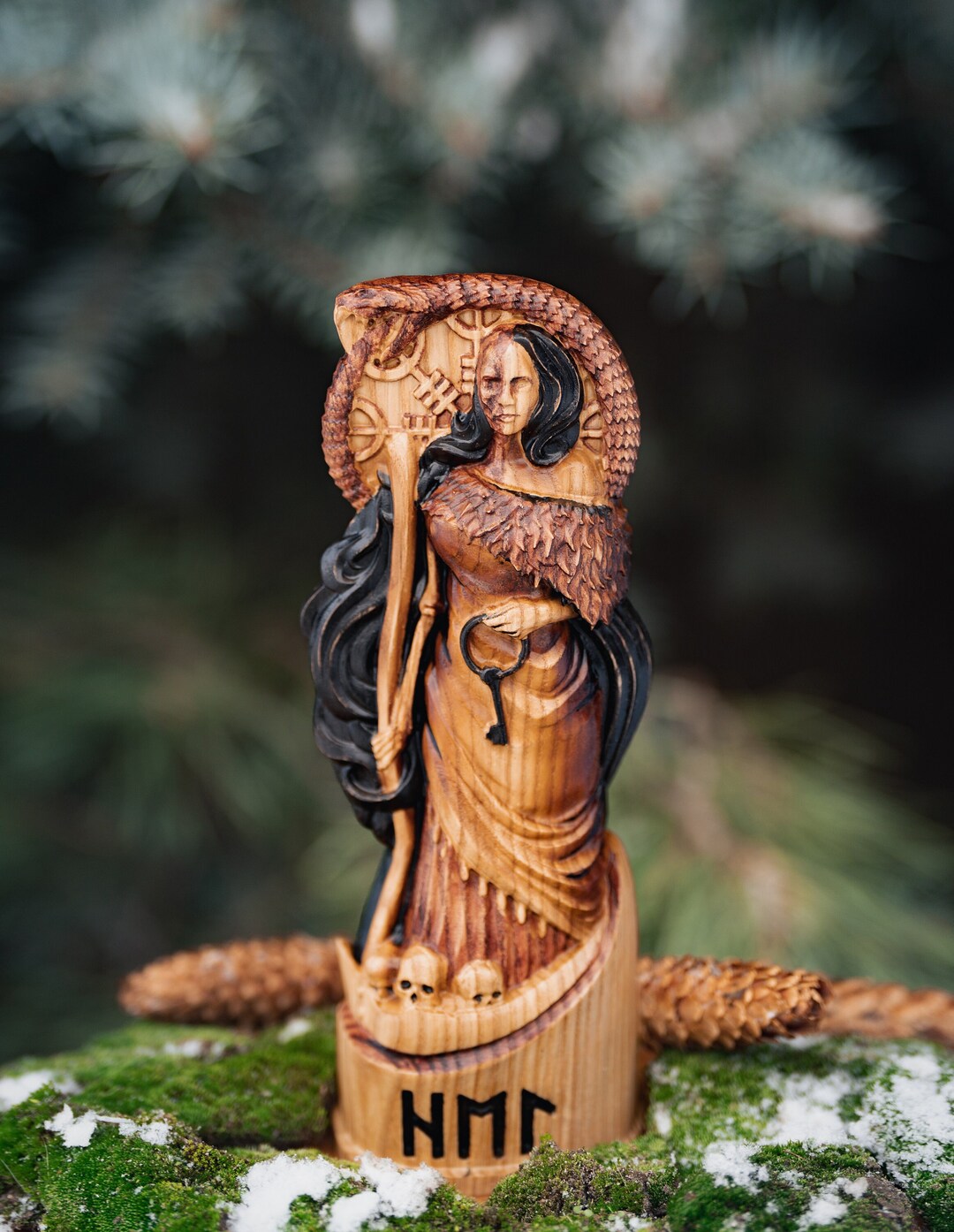 Norse Goddess Hel Statue: Ash Wood Altar Sculpture - Etsy