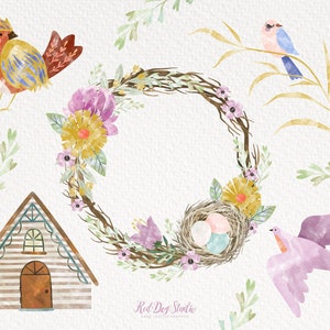 Easter Clipart, Watercolor Spring Florals, Cottage Clip Art ...