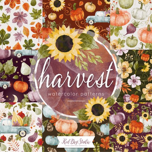 SEAMLESS Watercolor Thanksgiving Digital Paper Pack Pumpkin - Etsy