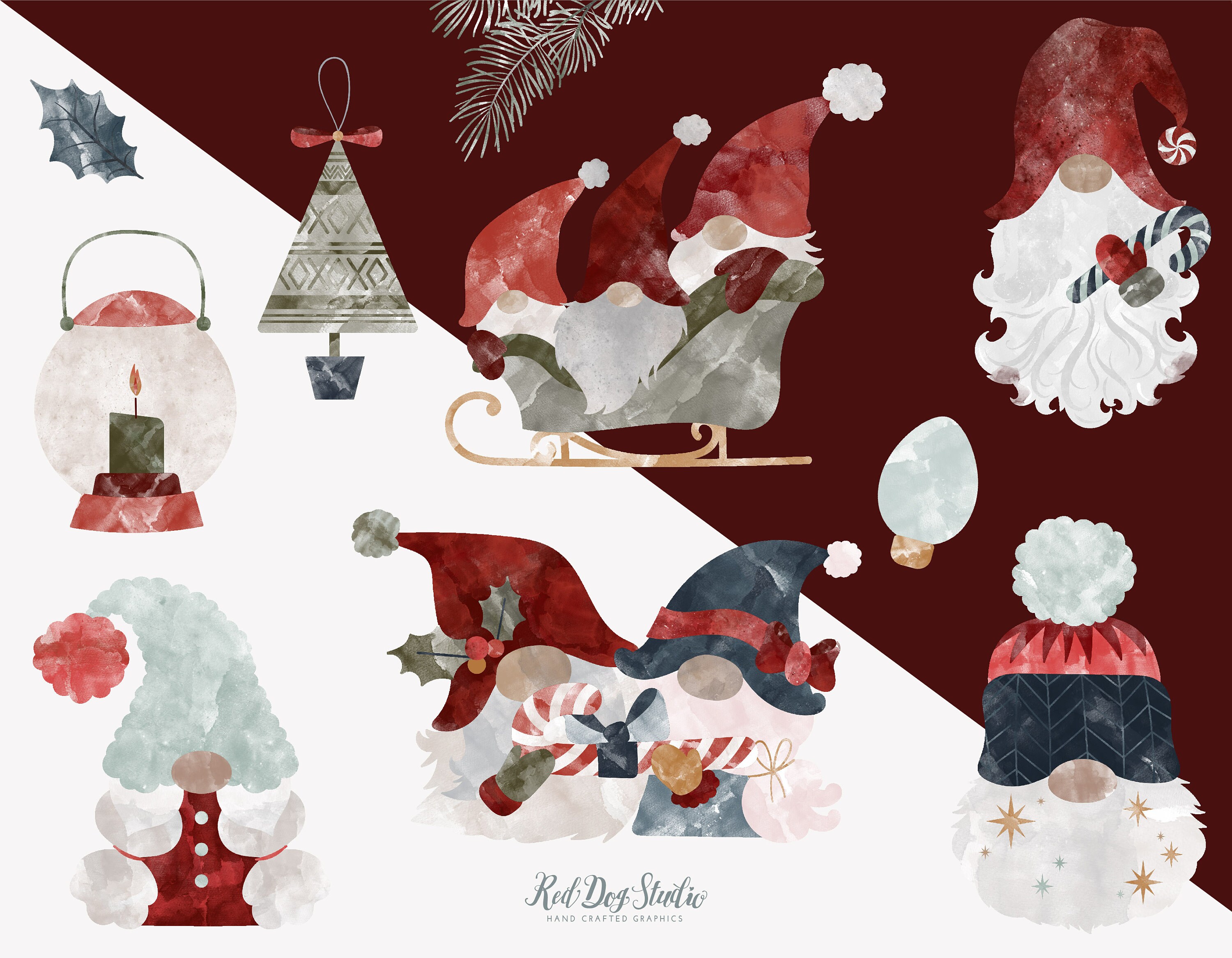 Watercolor Winter Gnome Clipart Watercolor Christmas Gnomes - Etsy