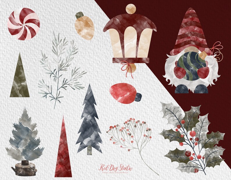 Watercolor Gnome Clipart Watercolor Christmas Gnomes Gnome - Etsy