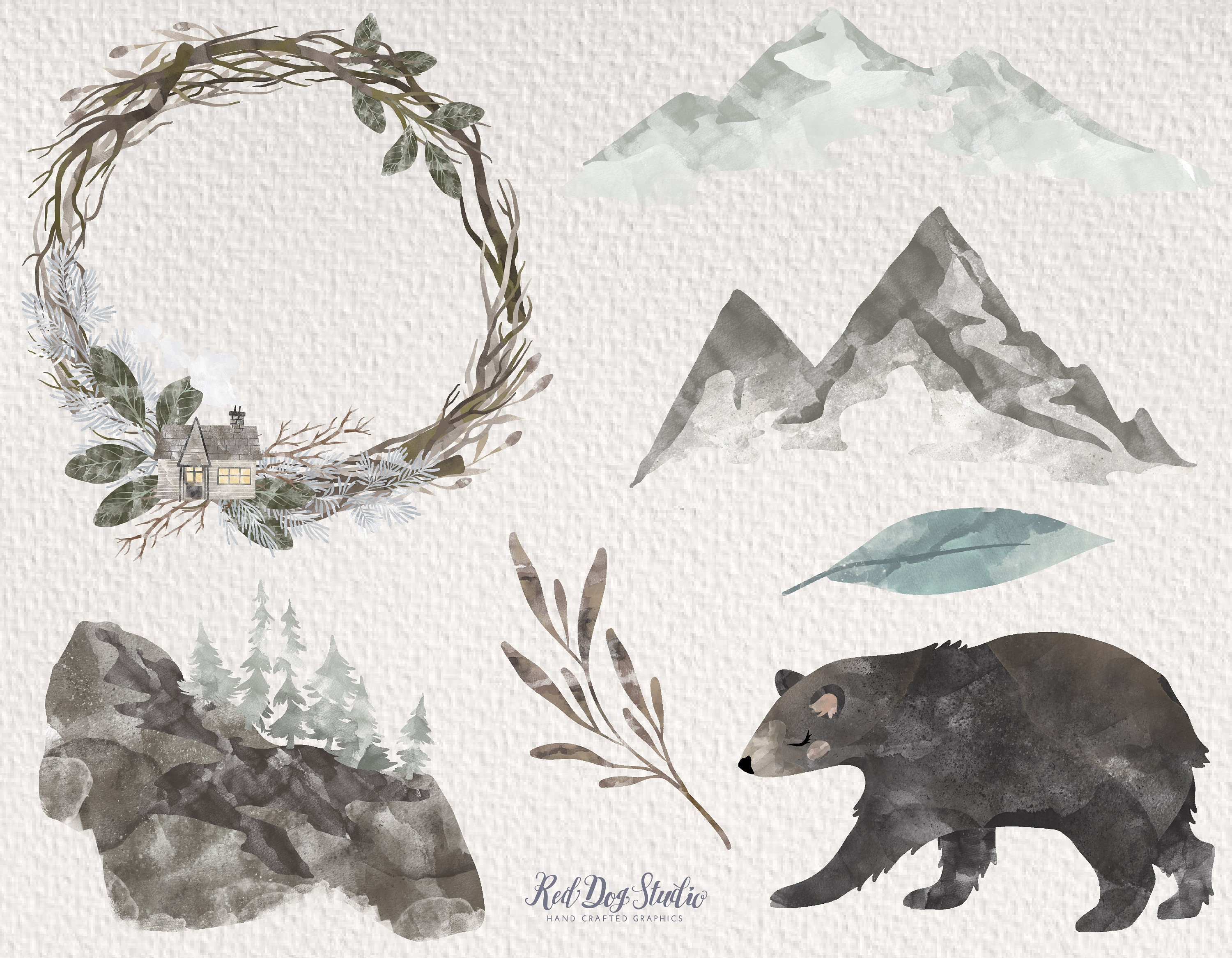 Watercolor Woodland Clipart Watercolor Winter Christmas - Etsy