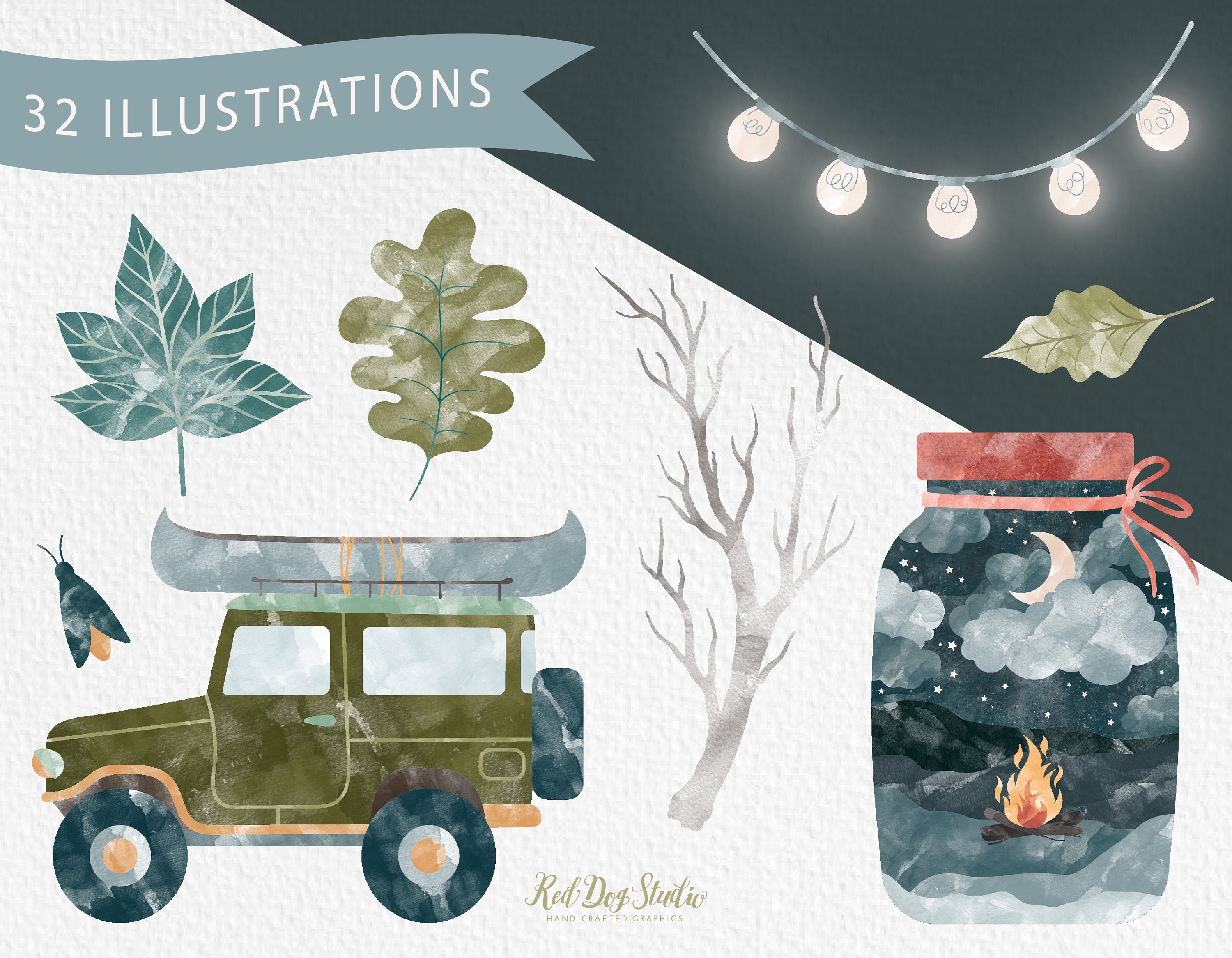 Camping Clipart Watercolor Forest Clip Art PNG Pine Trees - Etsy