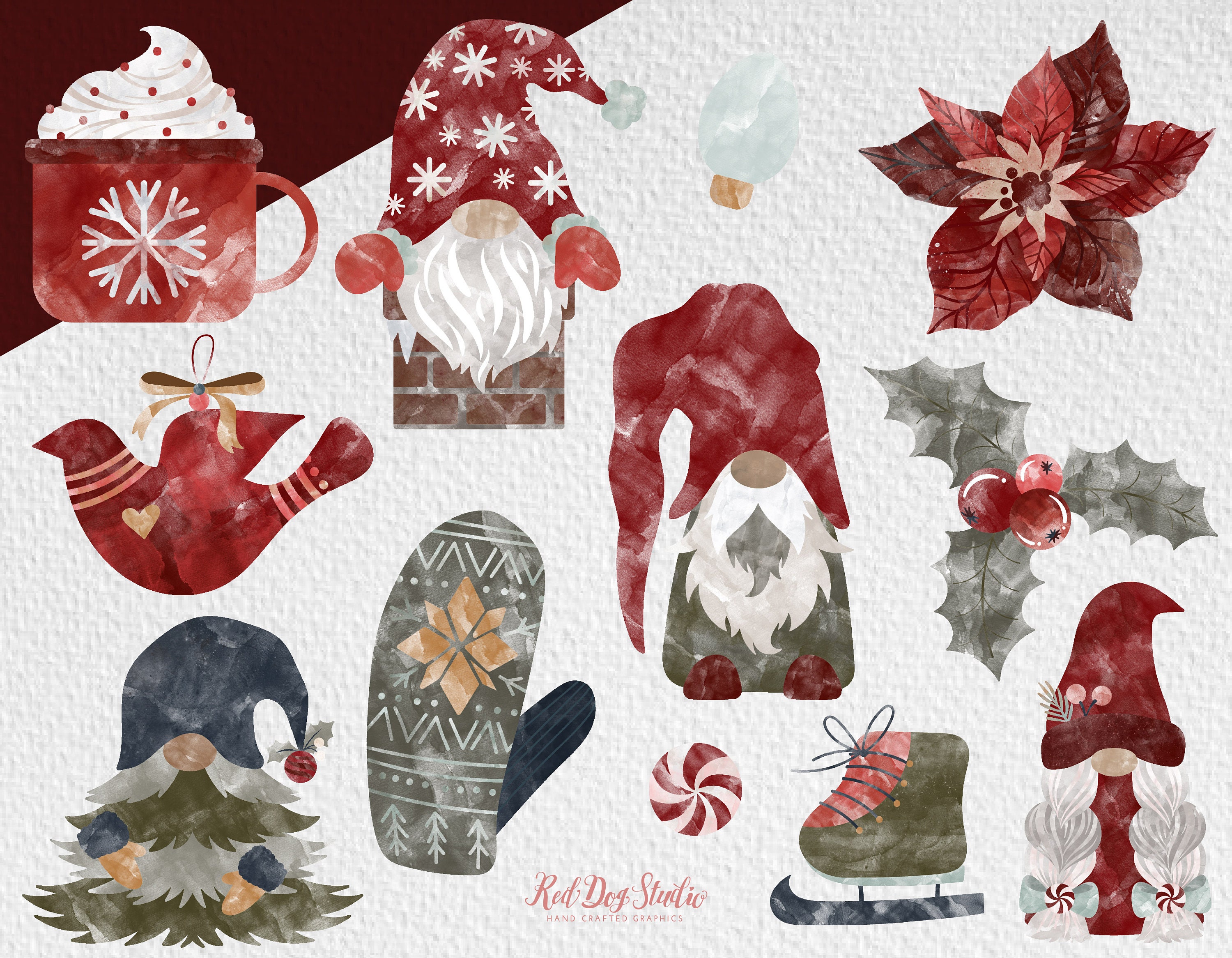 Watercolor Gnome Clipart Watercolor Christmas Gnomes Gnome - Etsy