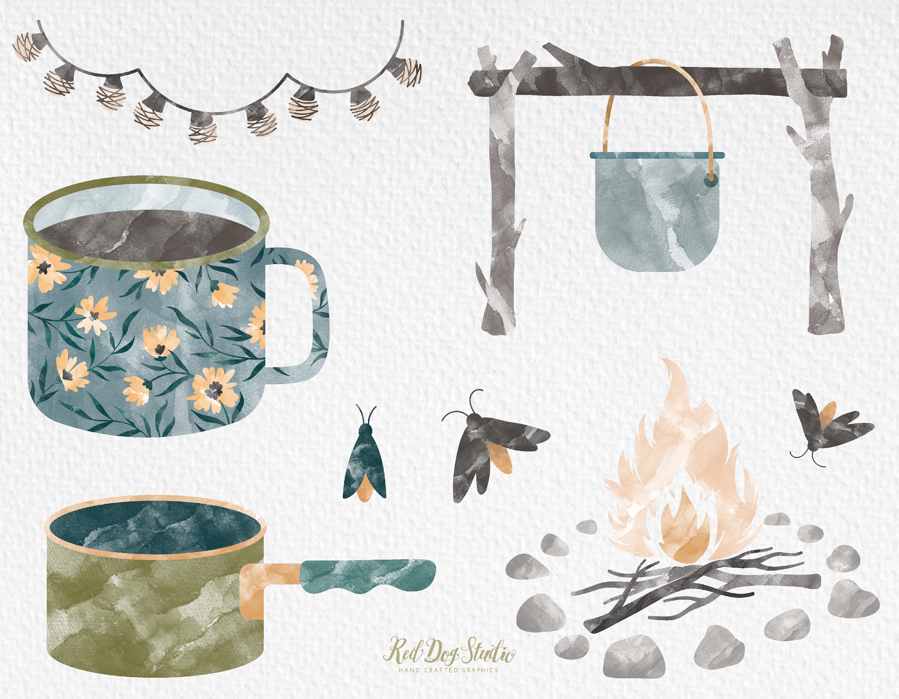 Camping Clipart Watercolor Forest Clip Art PNG Pine Trees - Etsy
