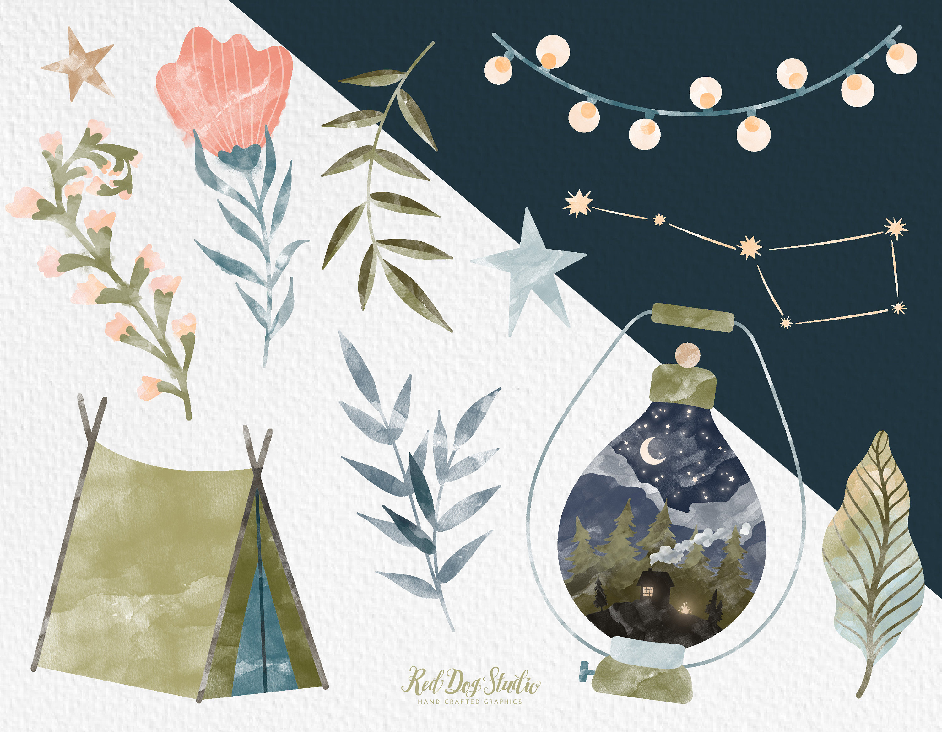 Camper Watercolor Clip Art PNG Camping Summer Clipart String - Etsy