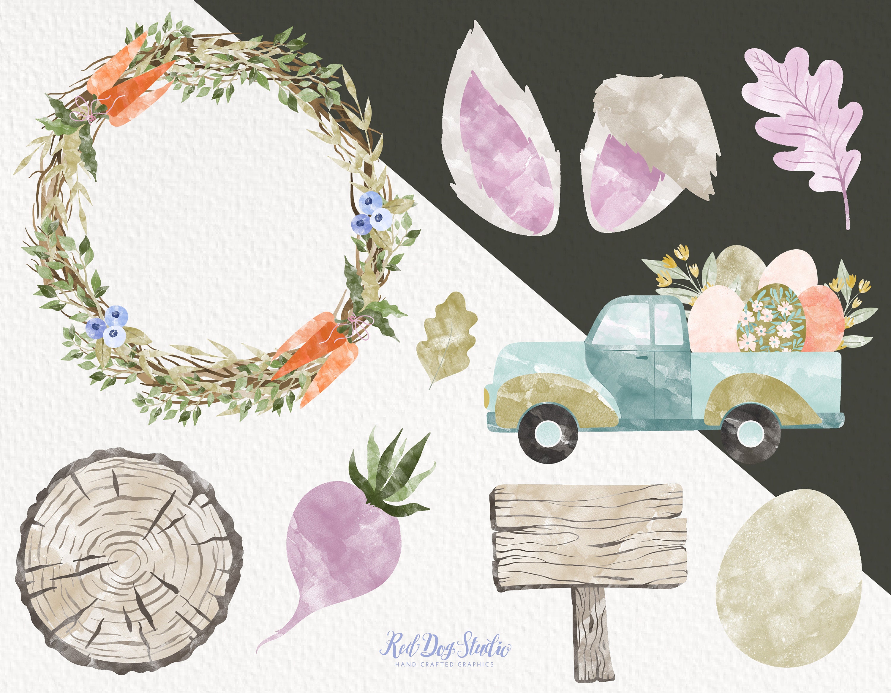 Watercolor Easter Clip Art Rustic Easter Country Spring - Etsy