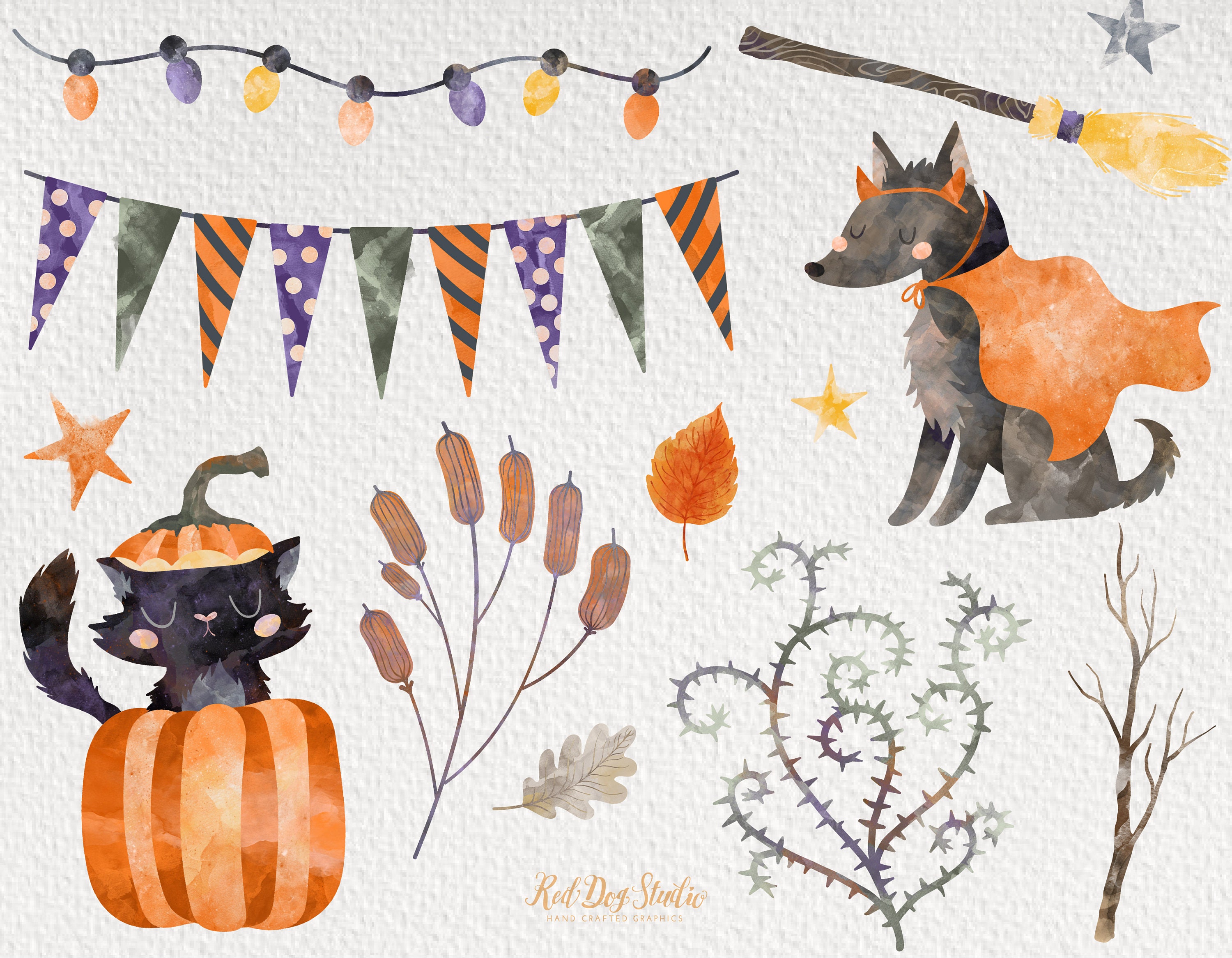 Halloween Watercolor Clipart Watercolor Halloween Clip Art - Etsy UK